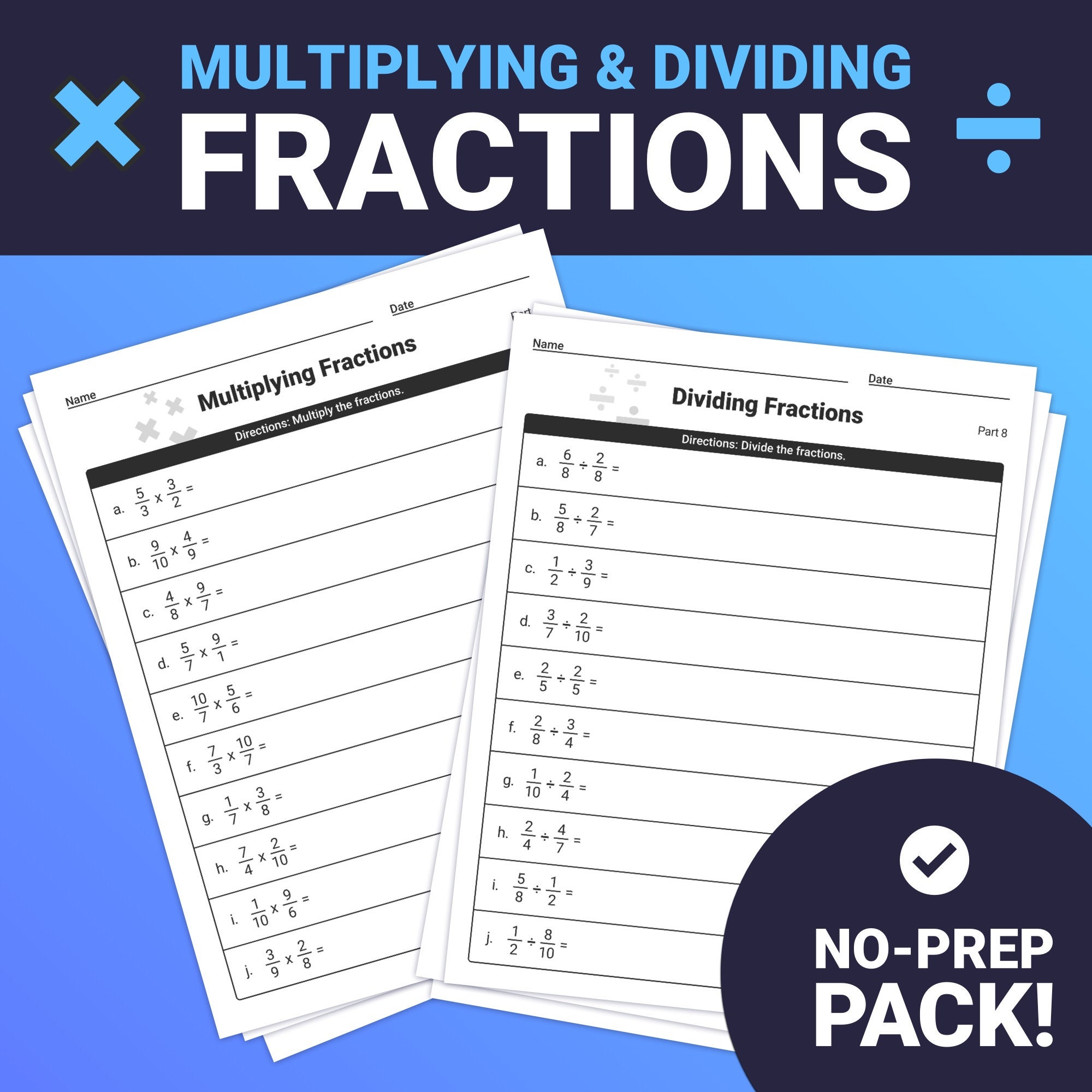 Multiplying & Dividing Fractions Worksheets – 4th, 5th, 6th Grade ...