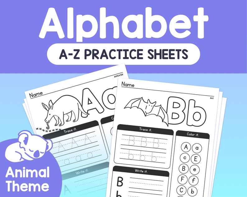 Letters of the Alphabet Worksheets Pre-k K 1st A-Z - Etsy
