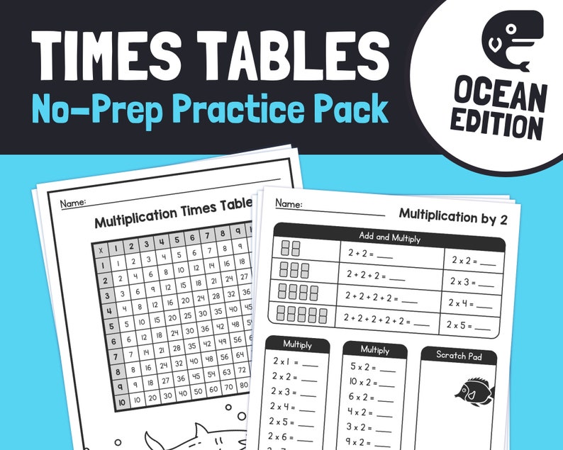 Times Tables Worksheets 2nd & 3rd Grade 1-10 Multiplication - Etsy