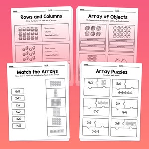 No Prep Arrays Worksheets | Multiplication and Repeated Addition ...
