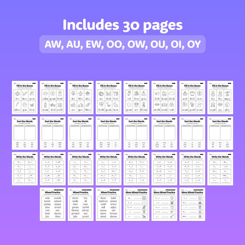 Diphthong Worksheets | No Prep 1st & 2nd Grade Diphthongs Activities ...