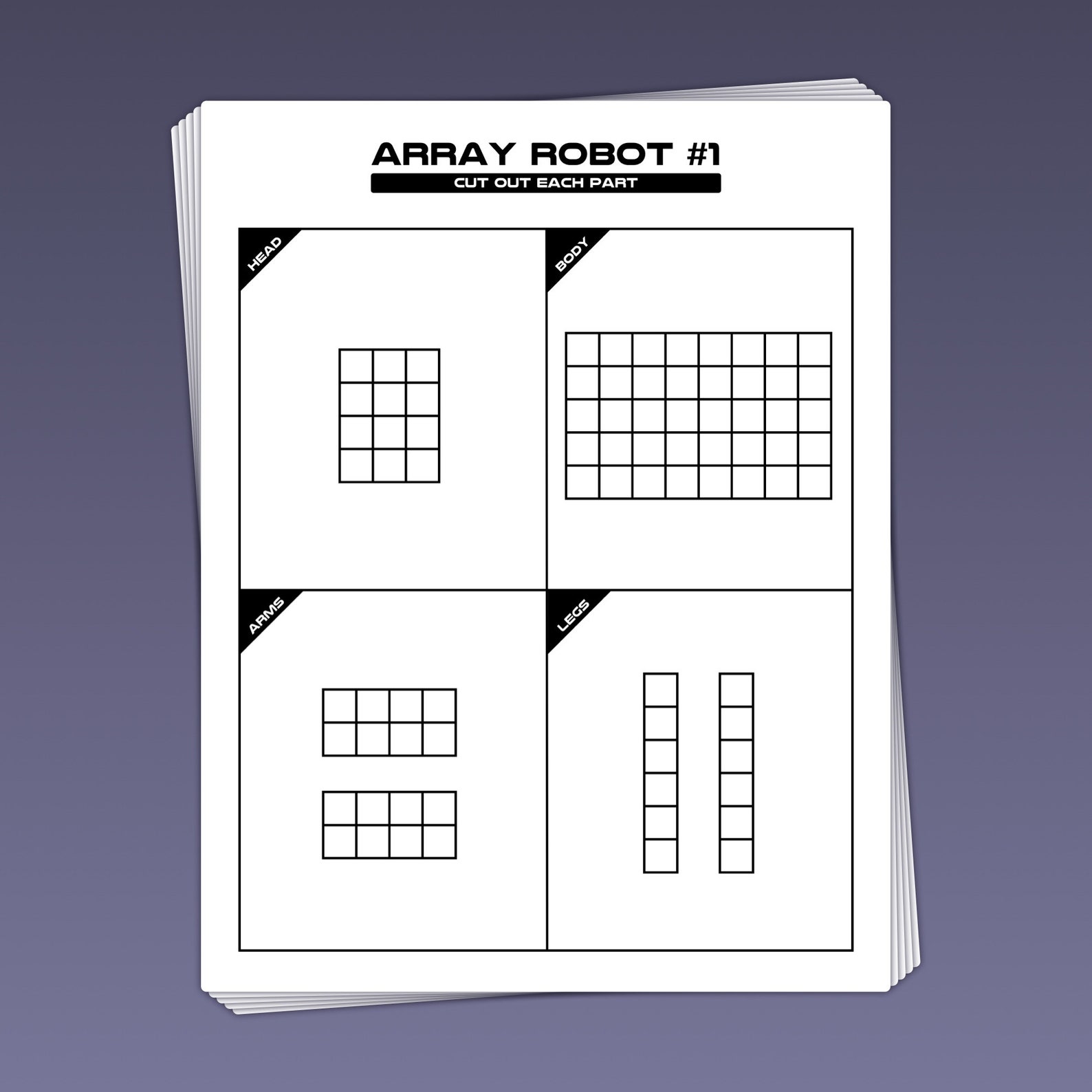 No Prep Multiplication Arrays Activity | 3rd & 4th Grade Math Center Array Craft, Robot Arrays ...
