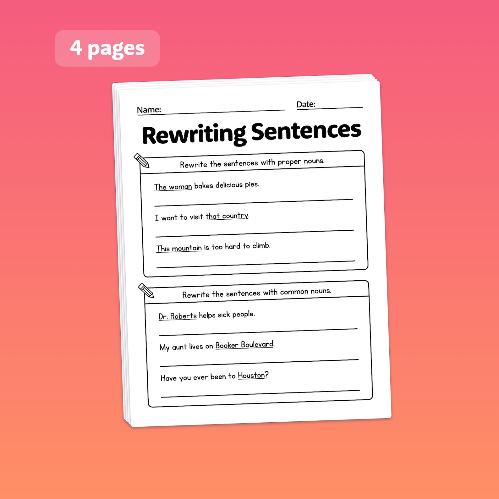 Common and Proper Nouns Worksheets | 1st & 2nd Grade Grammar Activities ...