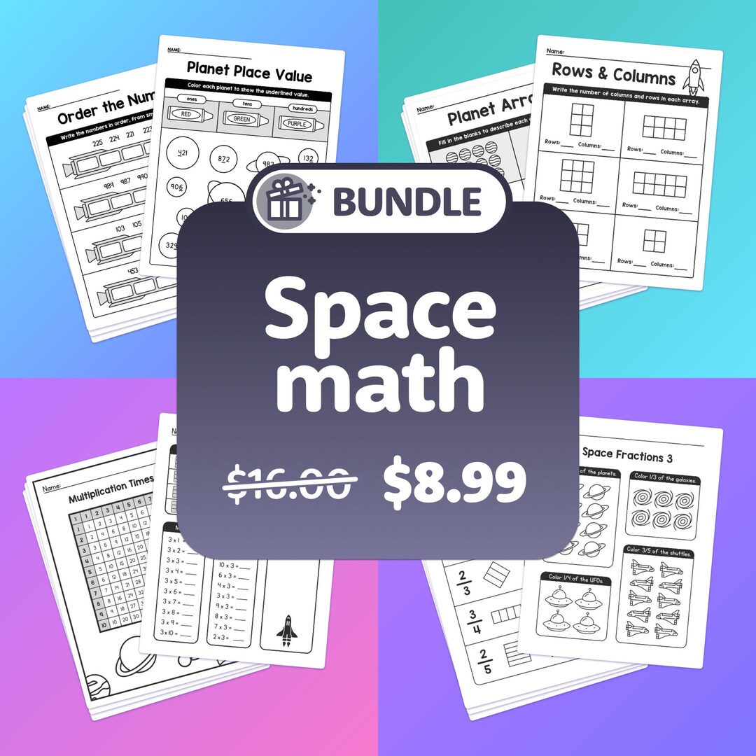 No Prep Outer Space Math Bundle | Place Value, Arrays, Multiplication ...