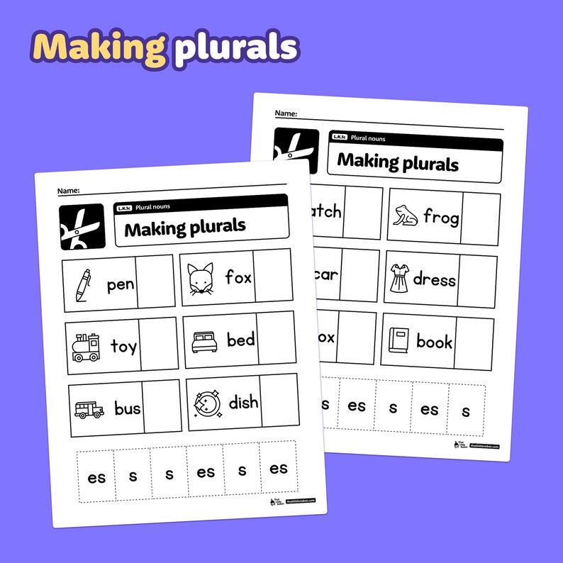 Singular & Plural Nouns Worksheets and Centers | Kindergarten ELA ...