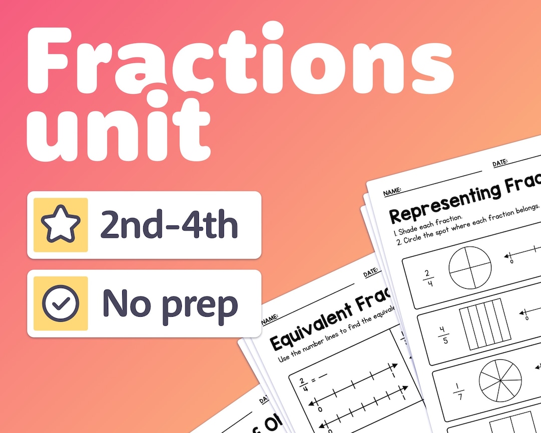 No Prep Fractions Unit 2nd 3rd 4th Grade Fraction - Etsy