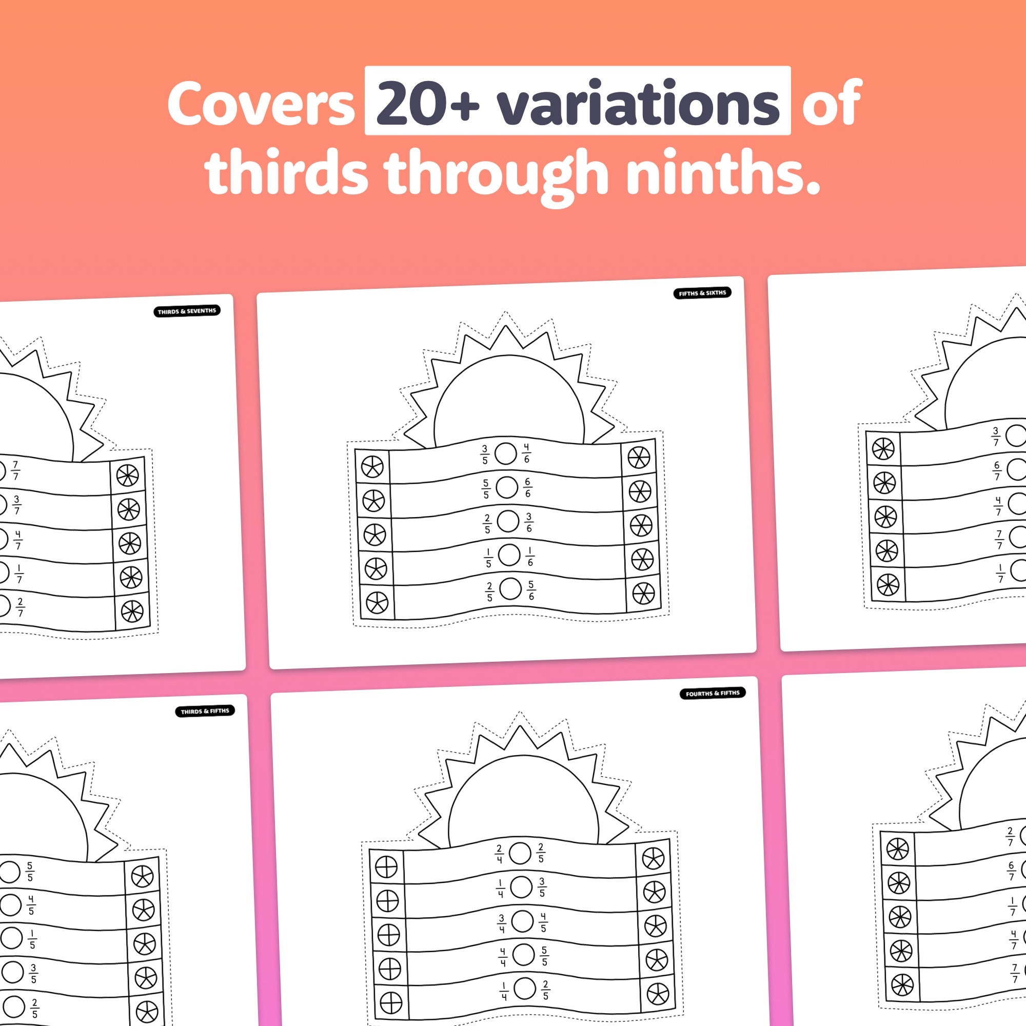 Comparing Fractions Craft, 3rd Grade Comparing Fractions Review ...