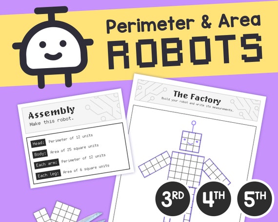 Perimeter & Area Robots 3rd 4th 5th Grade / Math Activity | Etsy