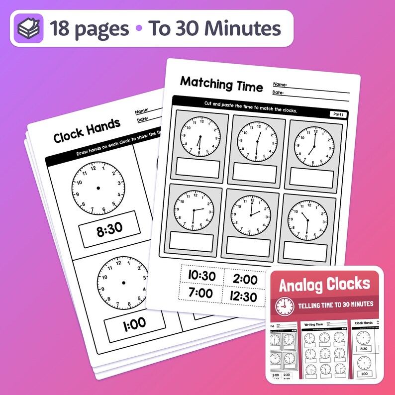 No Prep Analog Clocks Bundle | 1st, 3rd, 2nd Grade Telling Time ...