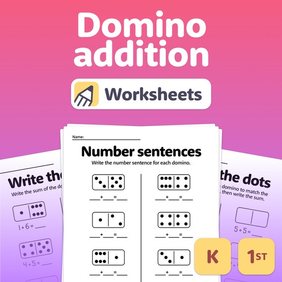 Domino Addition Worksheets First Grade
