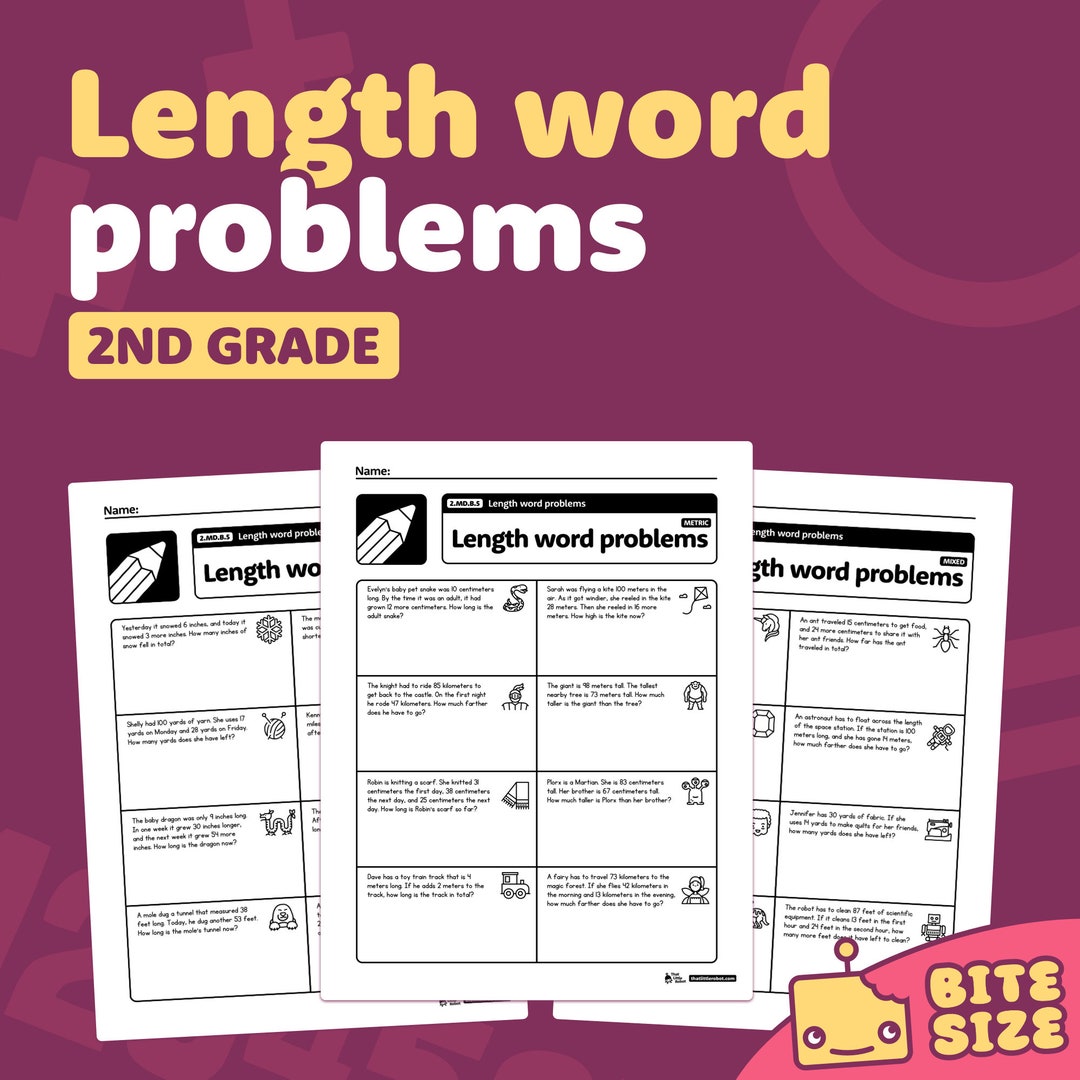 Length Word Problems Worksheets | 2nd Grade Math Centers and ...