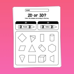 No Prep 2D and 3D Shapes Worksheets | Kindergarten, 2nd, 1st Grade Math ...