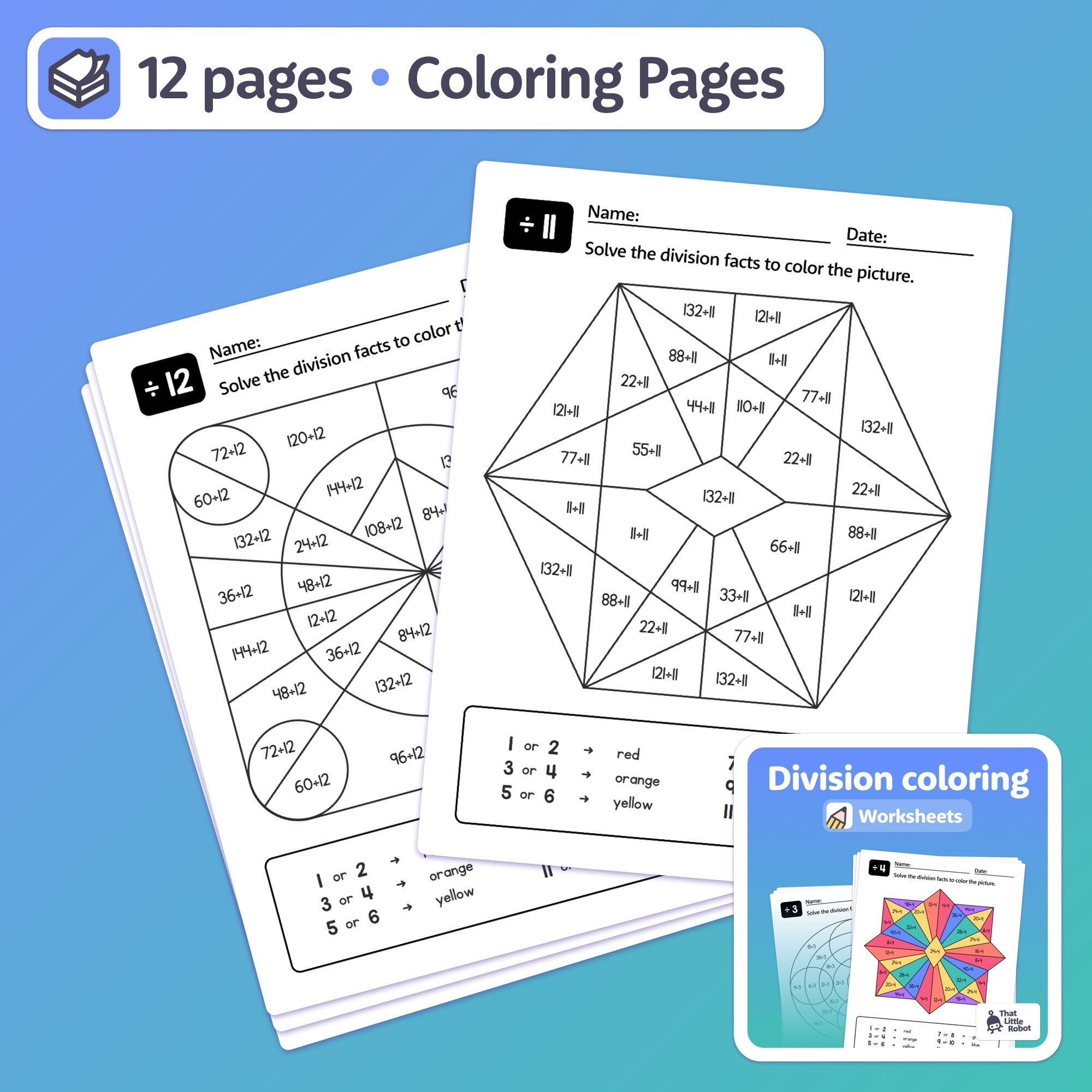 1-12 Division Bundle | 2nd Grade Division, 3rd Grade Division, 4th ...