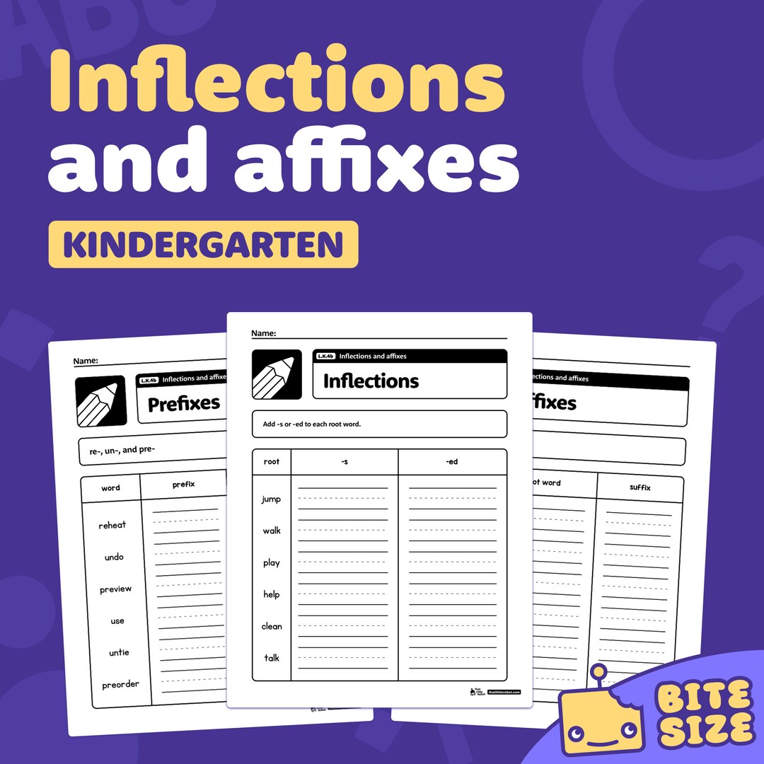 Inflections and Affixes Worksheets & Activities | Kindergarten Prefixes ...