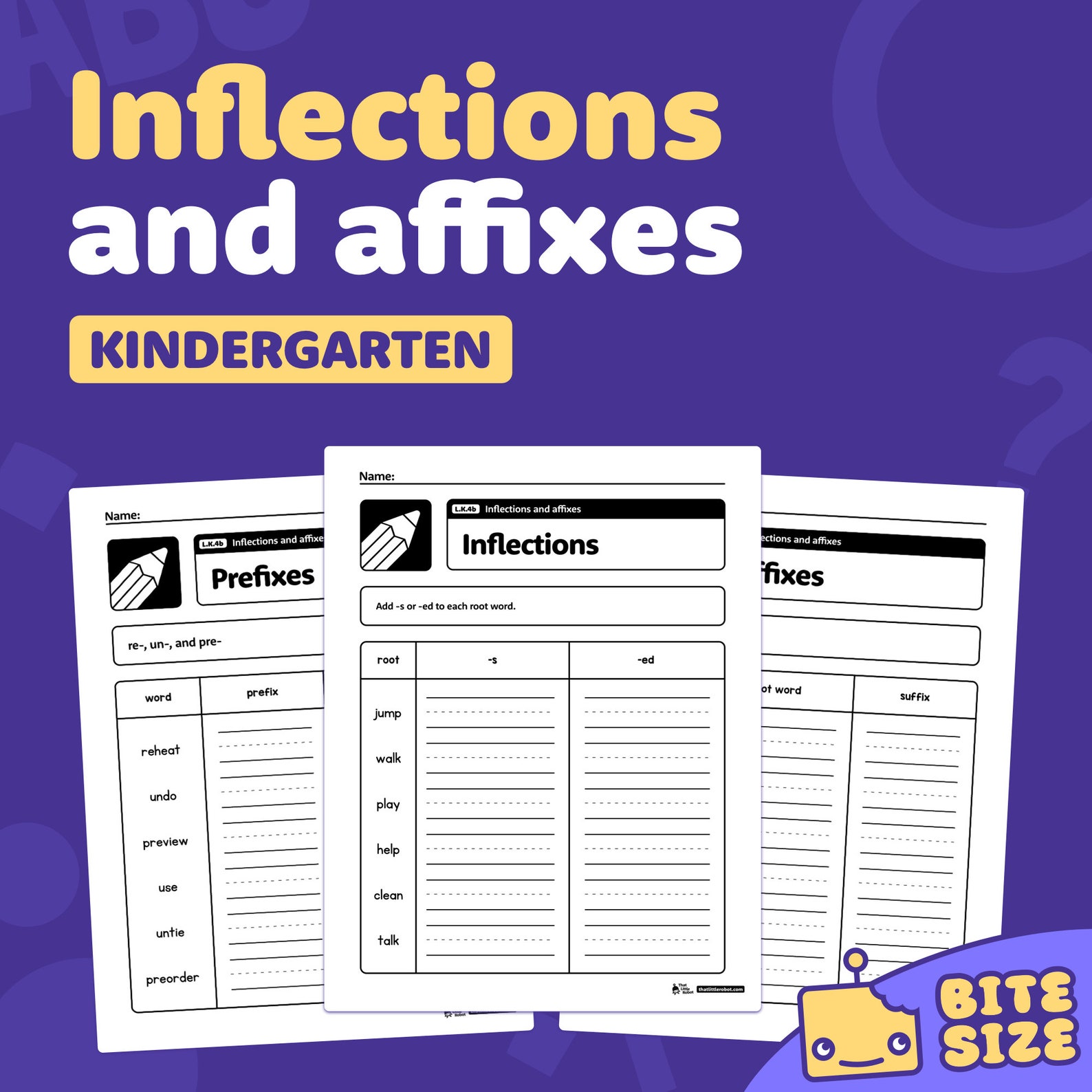 Inflections and Affixes Worksheets & Activities | Kindergarten Prefixes ...