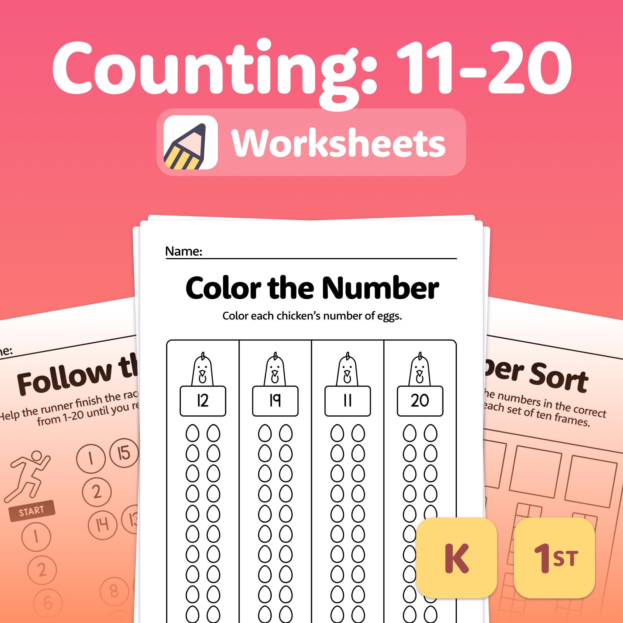 Counting Numbers 11-20 | Kindergarten Number Worksheets, Teen Number ...