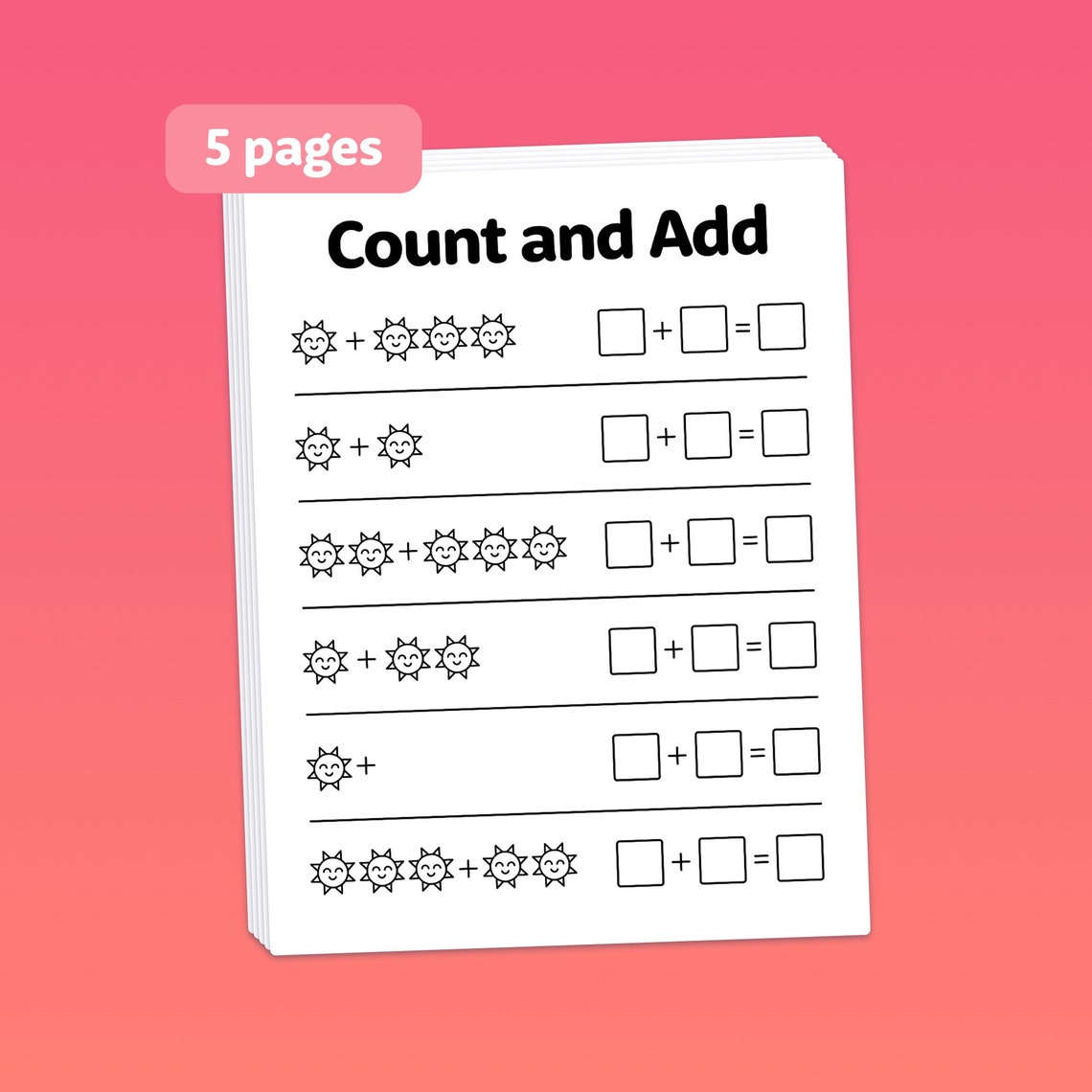 Addition Within 5 Worksheets Kindergarten Addition Worksheets, Pre-k ...