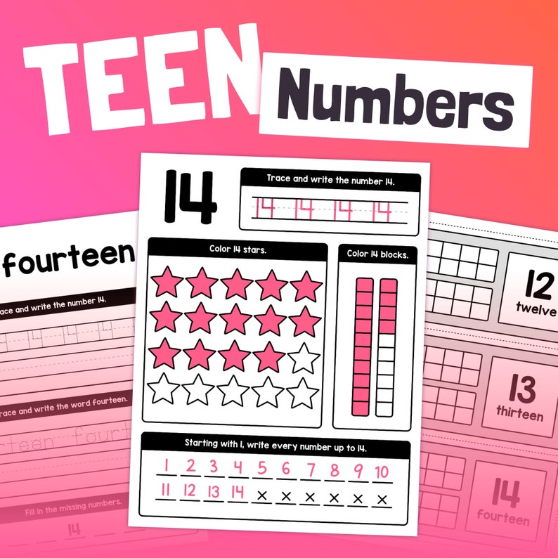 Teen Number Worksheets | Kindergarten, 1st, 2nd Grade Teen Number ...