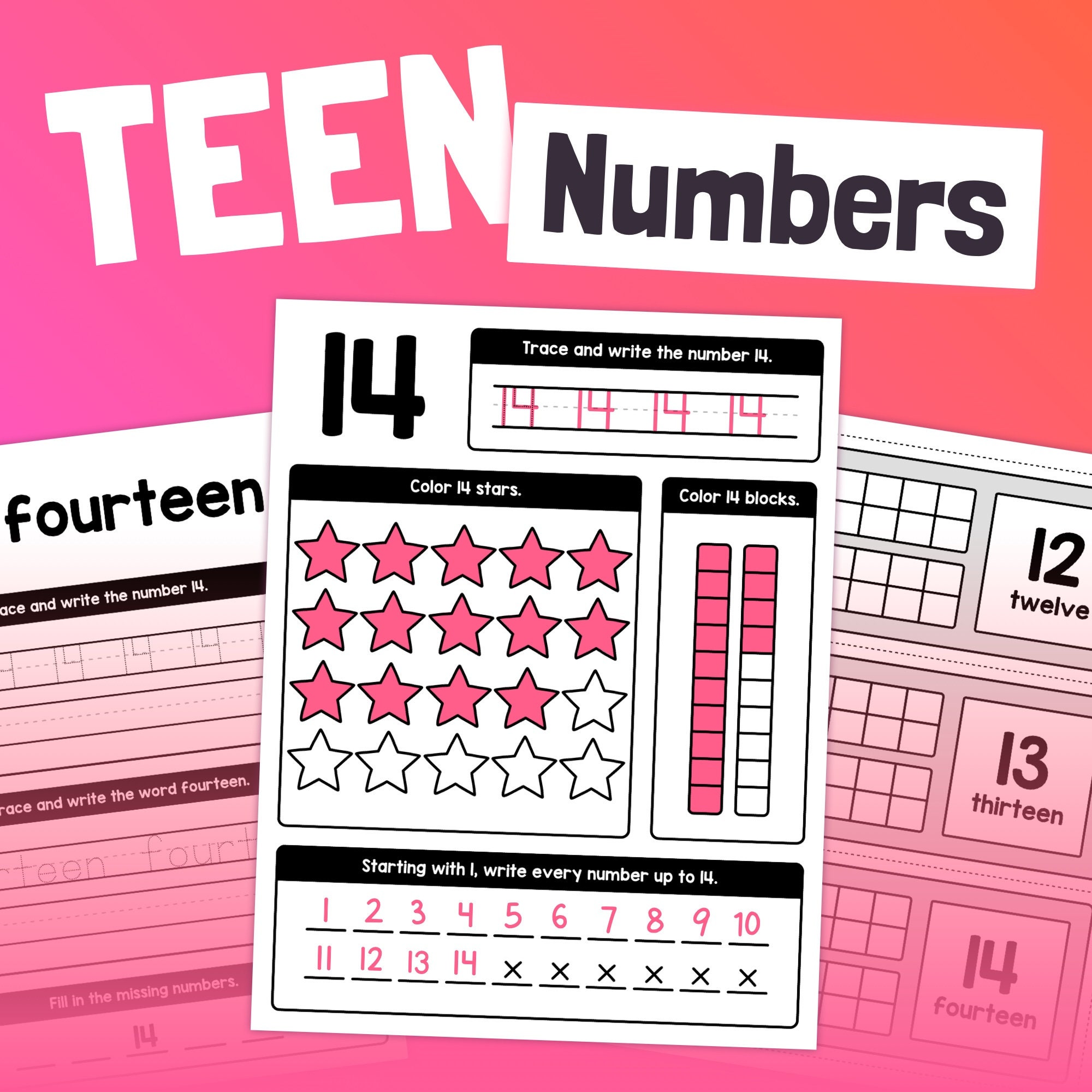 Teen Number Worksheets | Kindergarten, 1st, 2nd Grade Teen Number ...