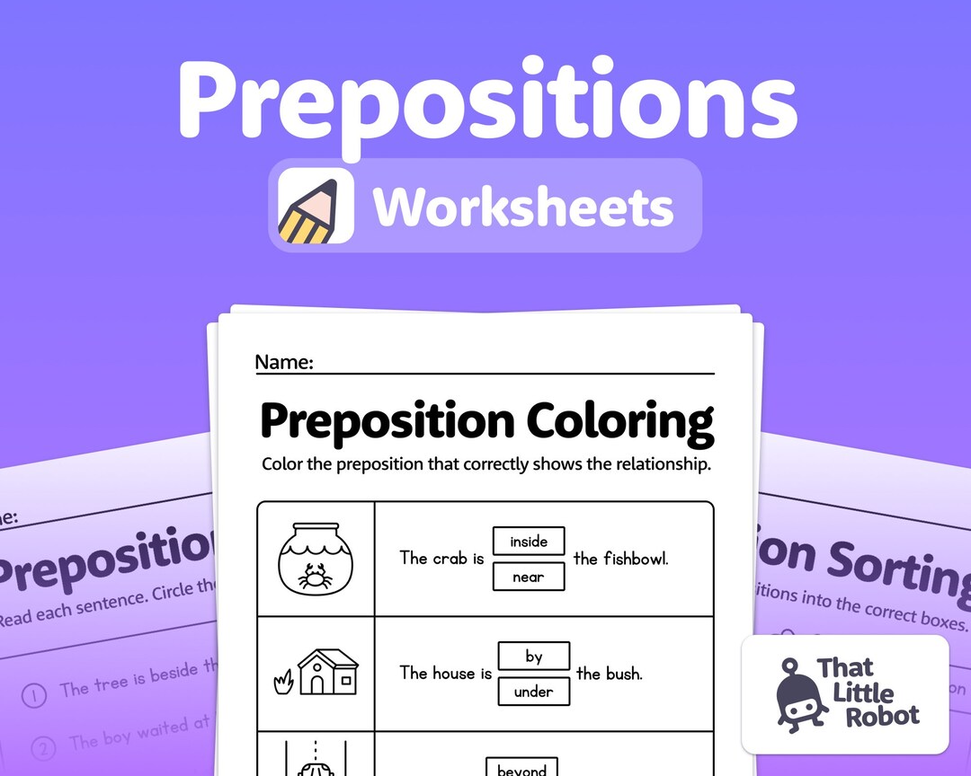 Beginner Prepositions Practice 1st & 2nd Grade Preposition - Etsy