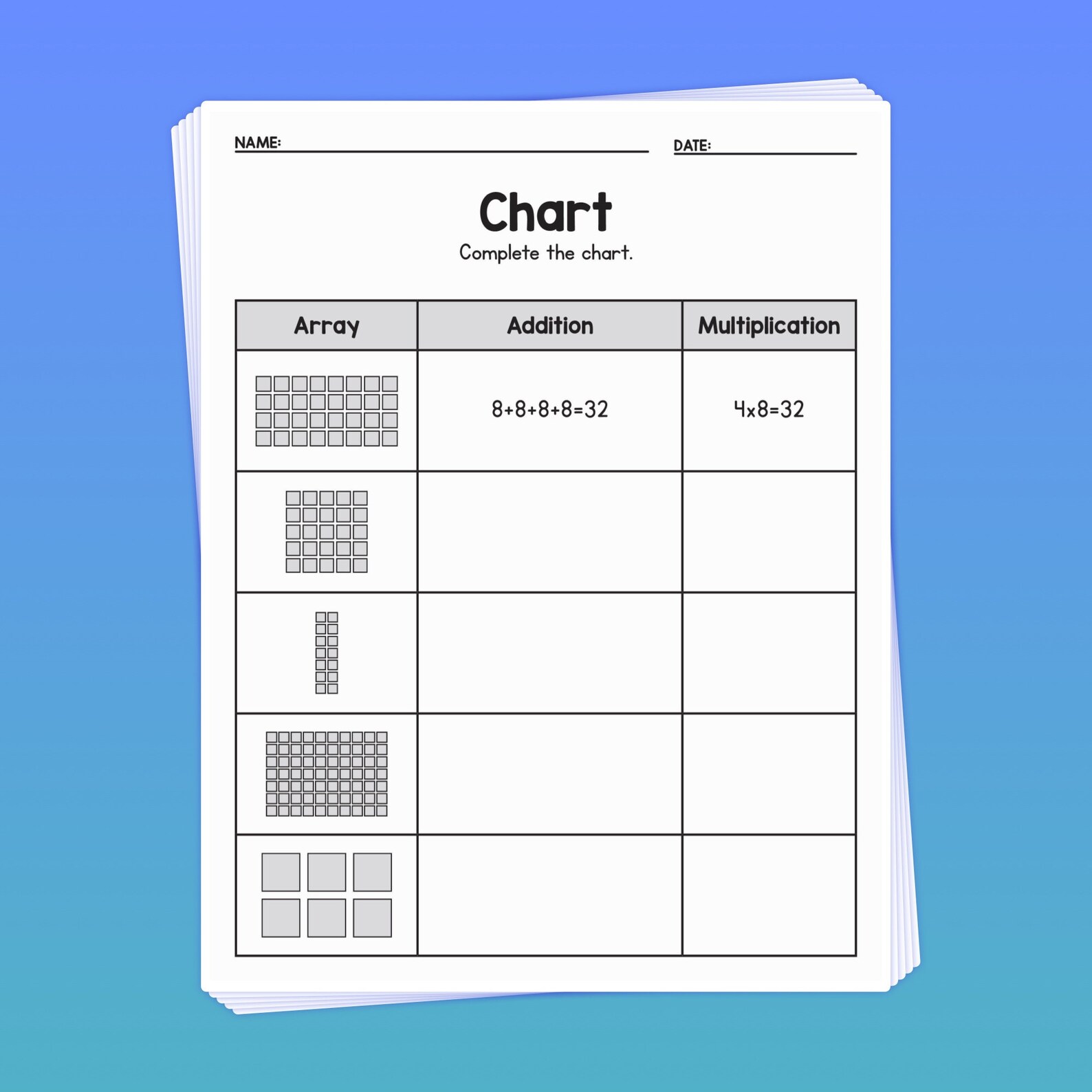 2nd & 3rd Grade Multiplication Array Worksheets | Multiplication ...