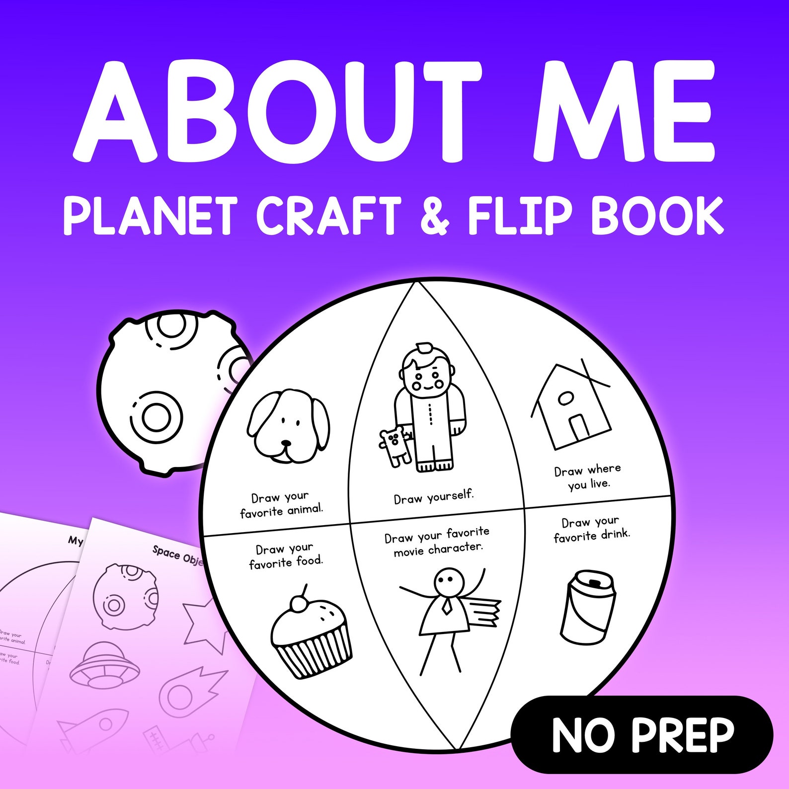 All About Me Planet Craft | No Prep About Me Activity, Back to School ...