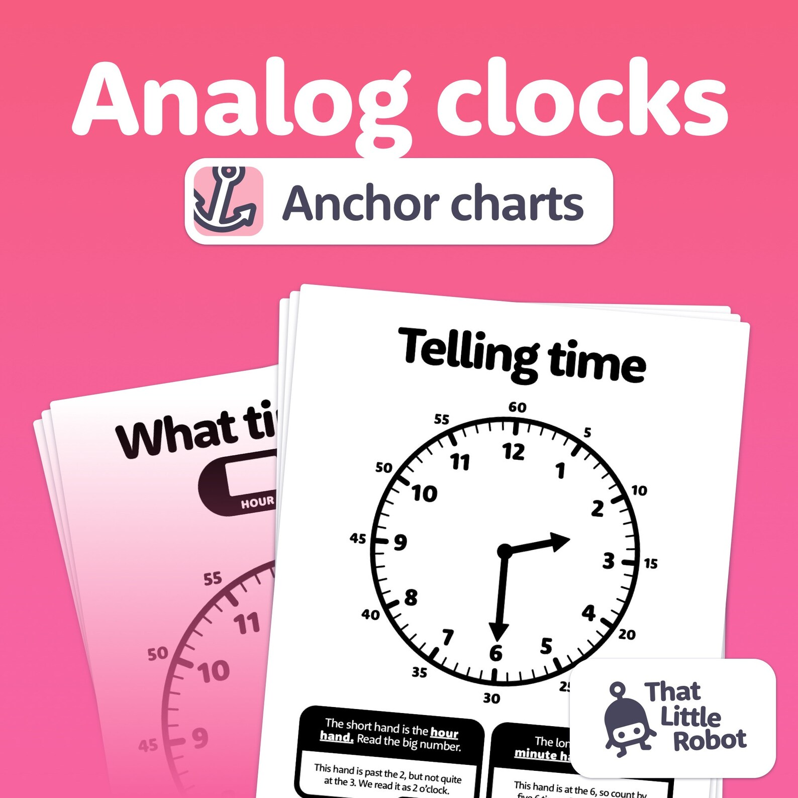 No Prep Analog Clocks Anchor Chart & Activity Mat | 2nd Grade and 1st ...