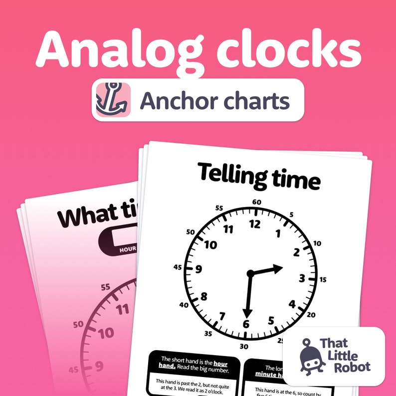 No Prep Analog Clocks Anchor Chart & Activity Mat | 2nd Grade and 1st ...