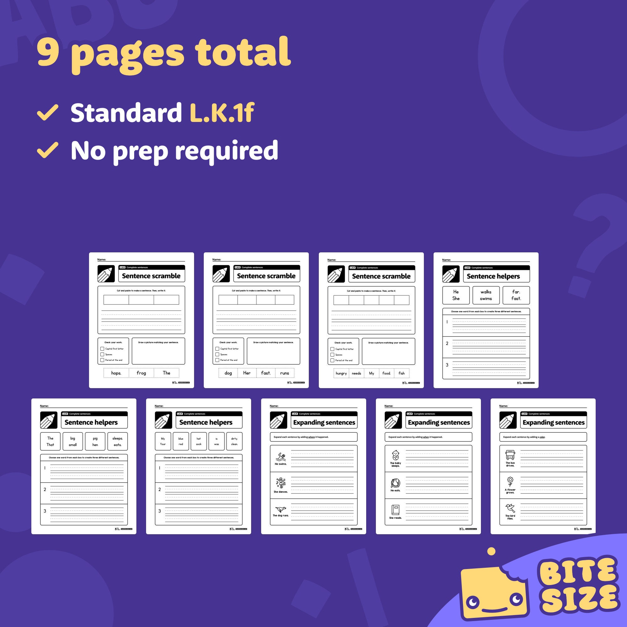 Writing Complete Sentences Worksheets | Kindergarten Sentence Building ...