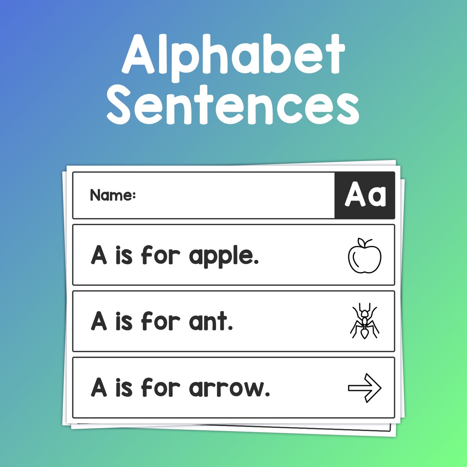 Alphabet Sentences | Kindergarten, 1st, 2nd Grade Alphabet Beginning ...