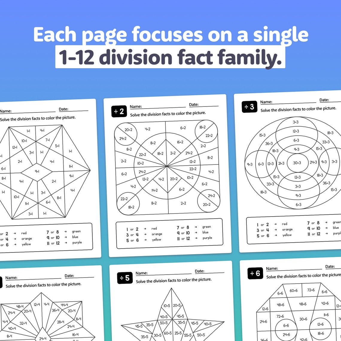 Division Coloring Pages | 3rd Grade Division Worksheets, 4th Grade ...