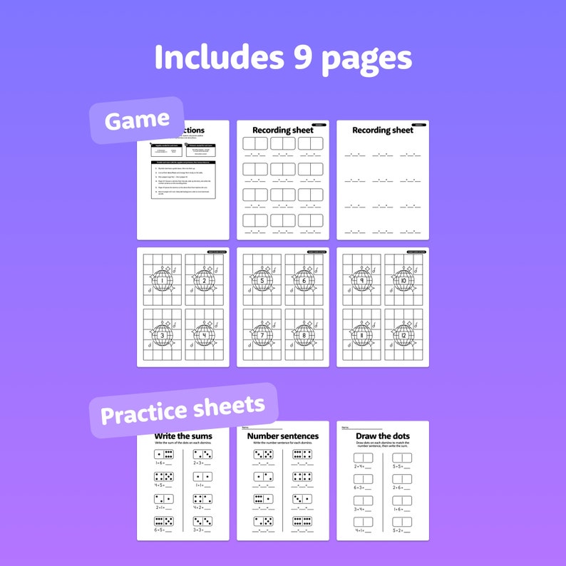 Addition Math Center No Prep Kindergarten & 1st Grade Domino Addition ...