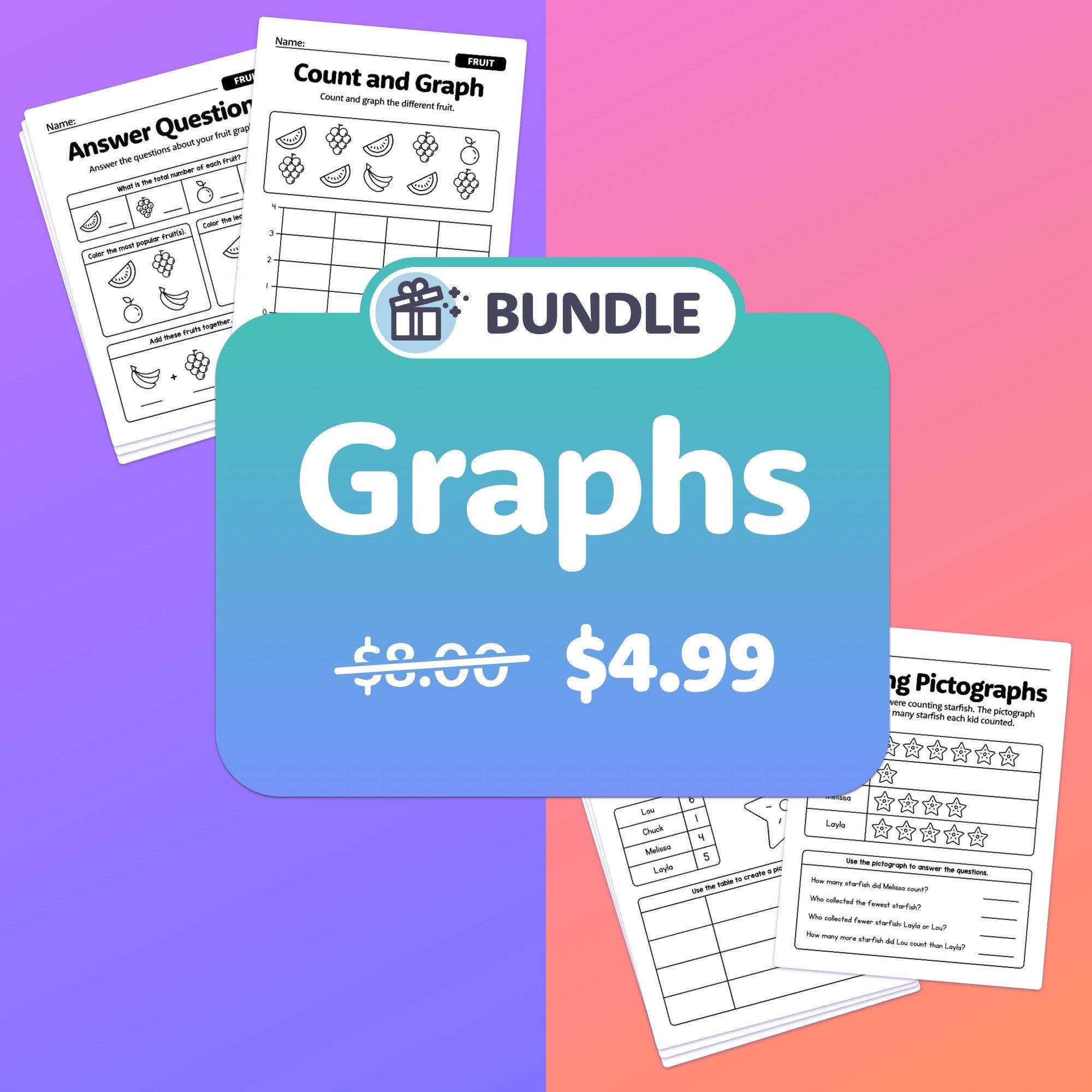 Pictograph, Bar Graphs BUNDLE | 1st Grade Graphs, 2nd Grade Graphs ...
