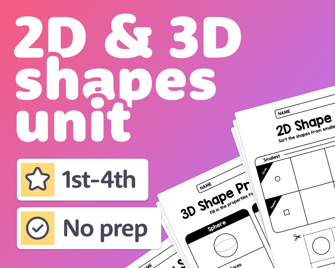 No Prep 2D Shapes & 3D Shape Unit 1st 2nd 3rd Grade Shape - Etsy