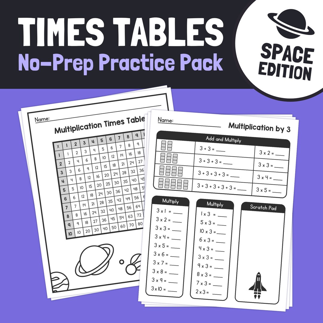 Times Tables Worksheets | 1-10 Multiplication Facts Activity, Outer ...