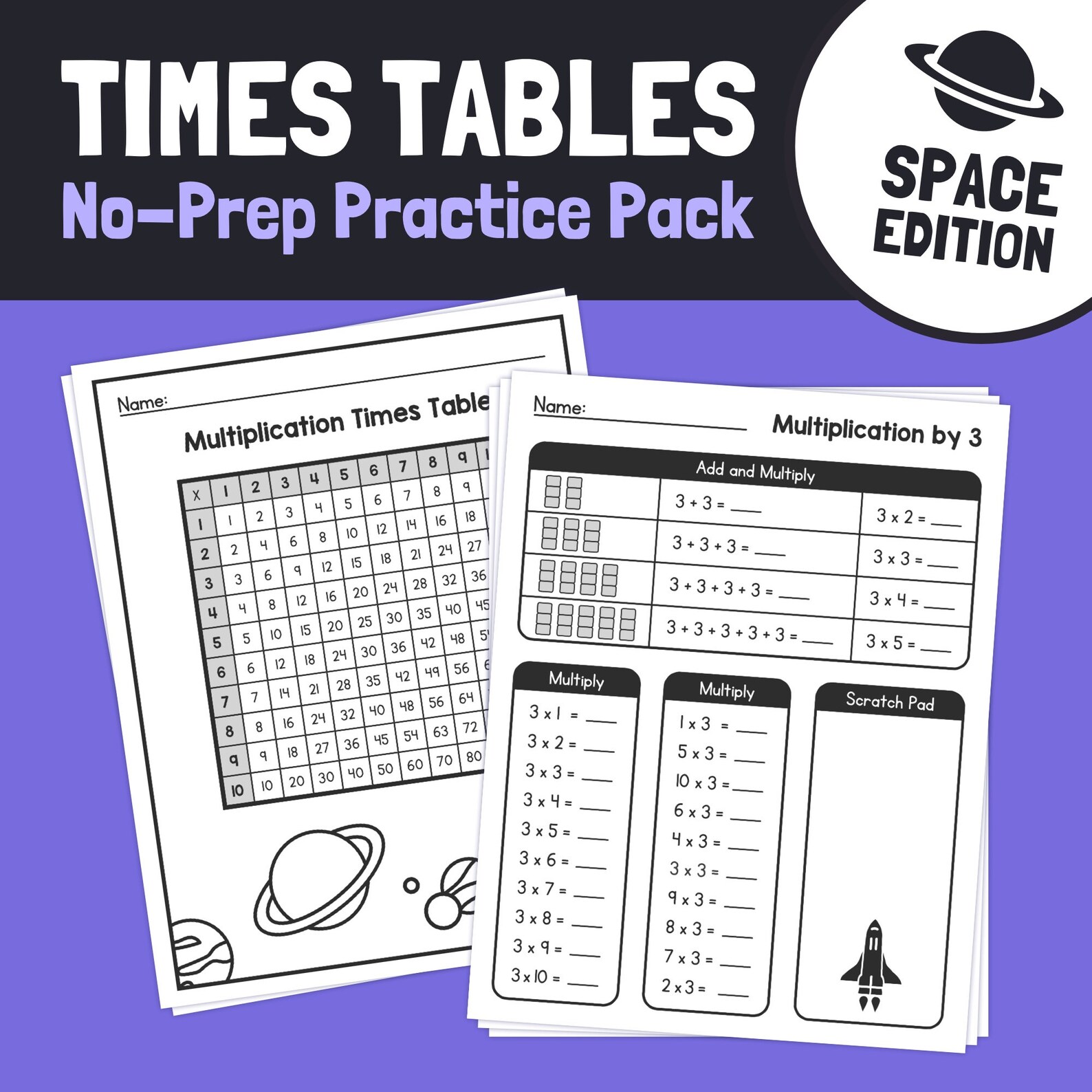 Times Tables Worksheets | 1-10 Multiplication Facts Activity, Outer ...
