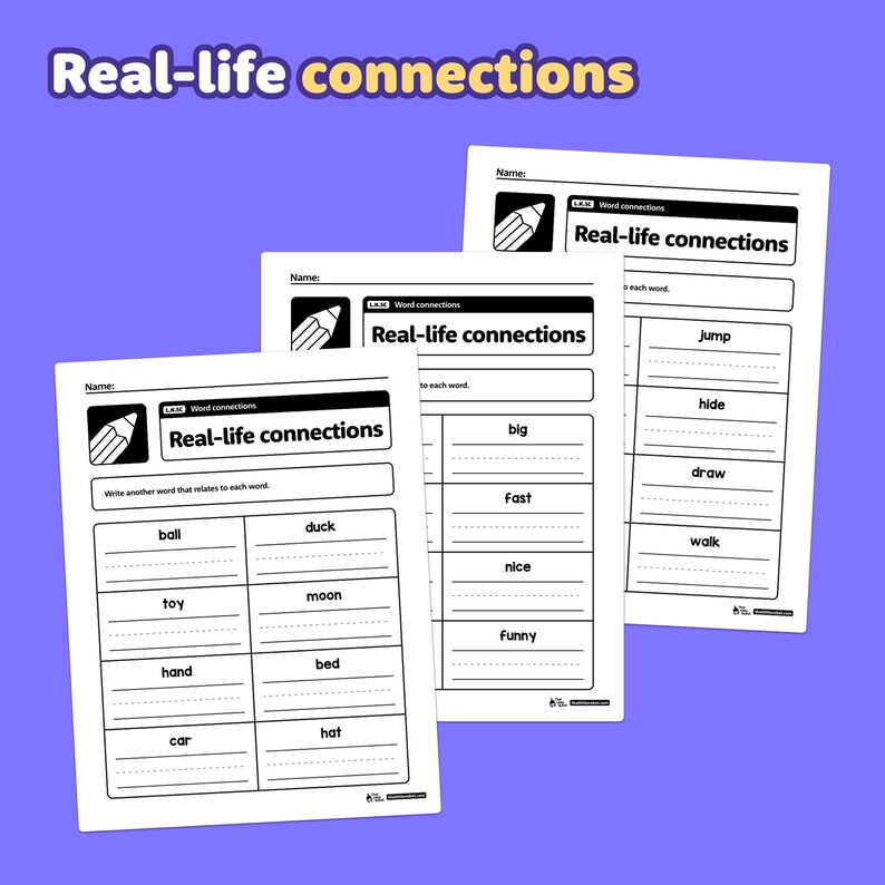 Word Connections Worksheets & Centers | Kindergarten Real Life ...