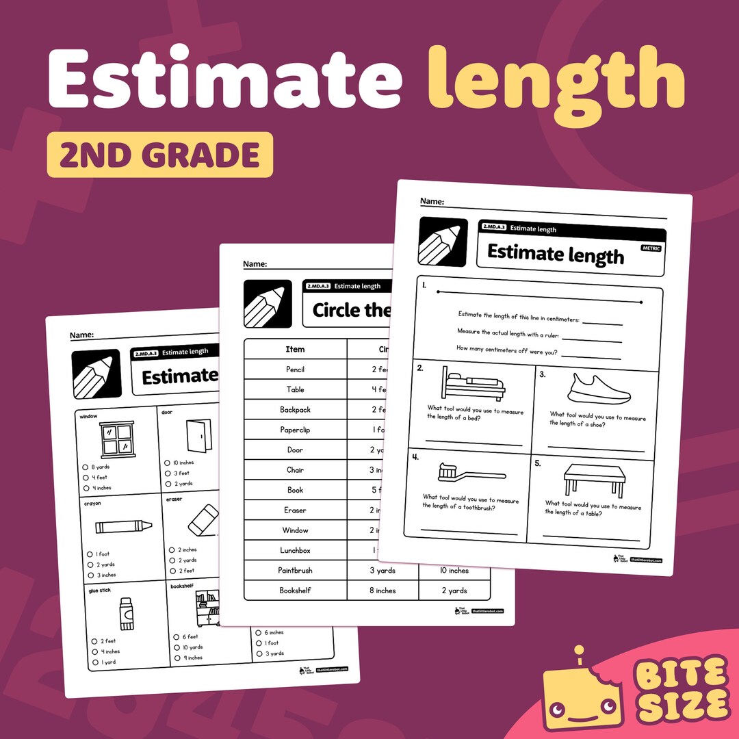 Estimate Length Worksheets | 2nd Grade Math Centers and Measurement ...