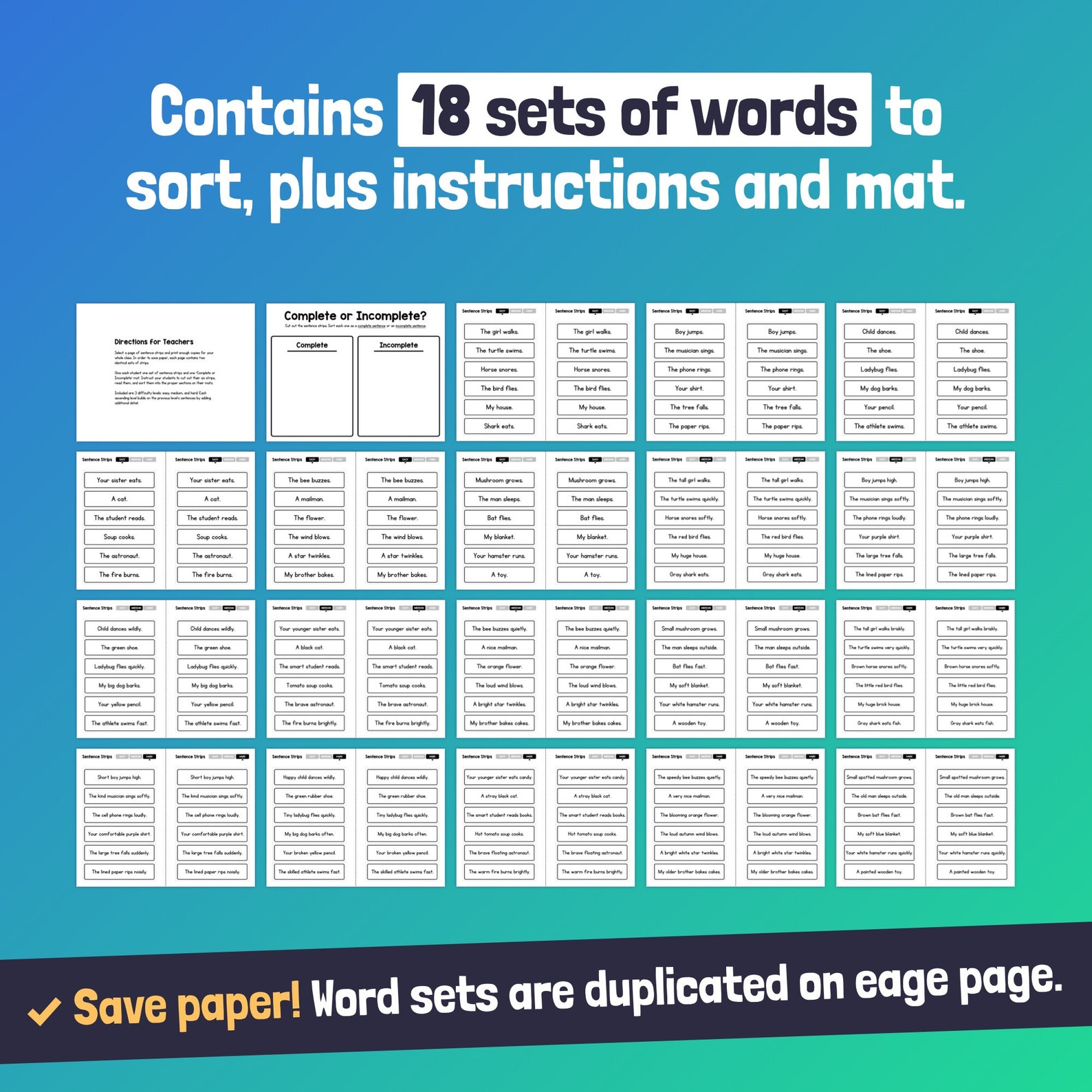 Writing Complete Sentences | 1st, 2nd, 3rd Grade Write Full Sentences ...