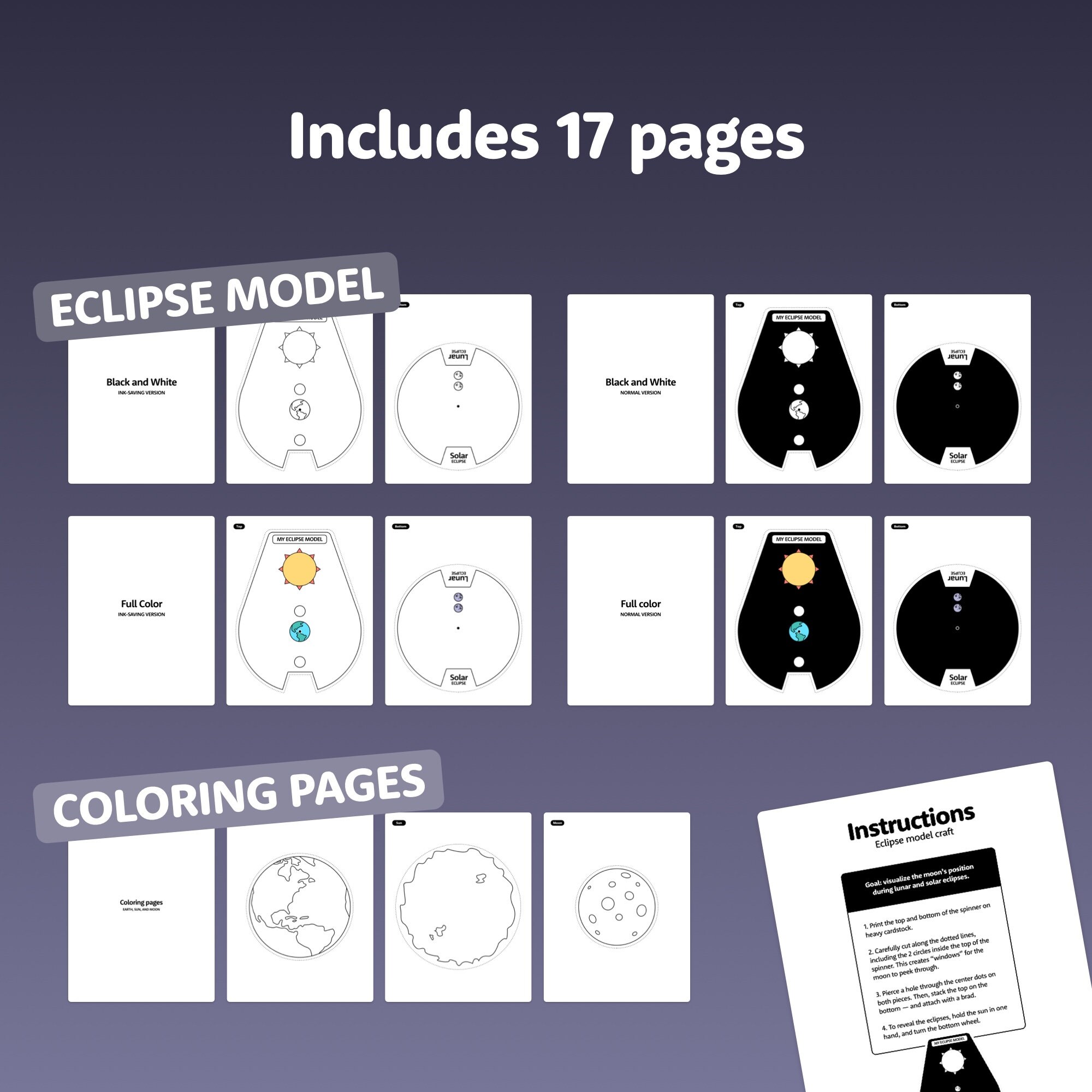 Solar Eclipse & Lunar Eclipse Craft | 2nd, 3rd, 4th, 5th, 6th Grade ...