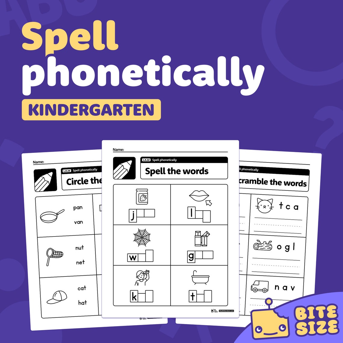 Spell Phonetically Worksheets & Activities | Kindergarten CVC Words and ...