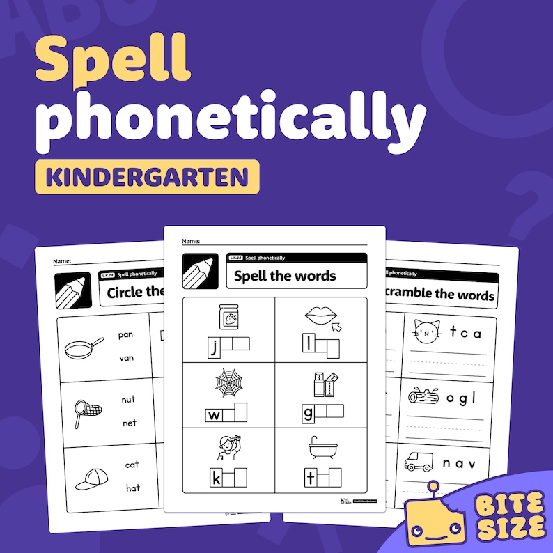 Spell Phonetically Worksheets & Activities | Kindergarten CVC Words and ...