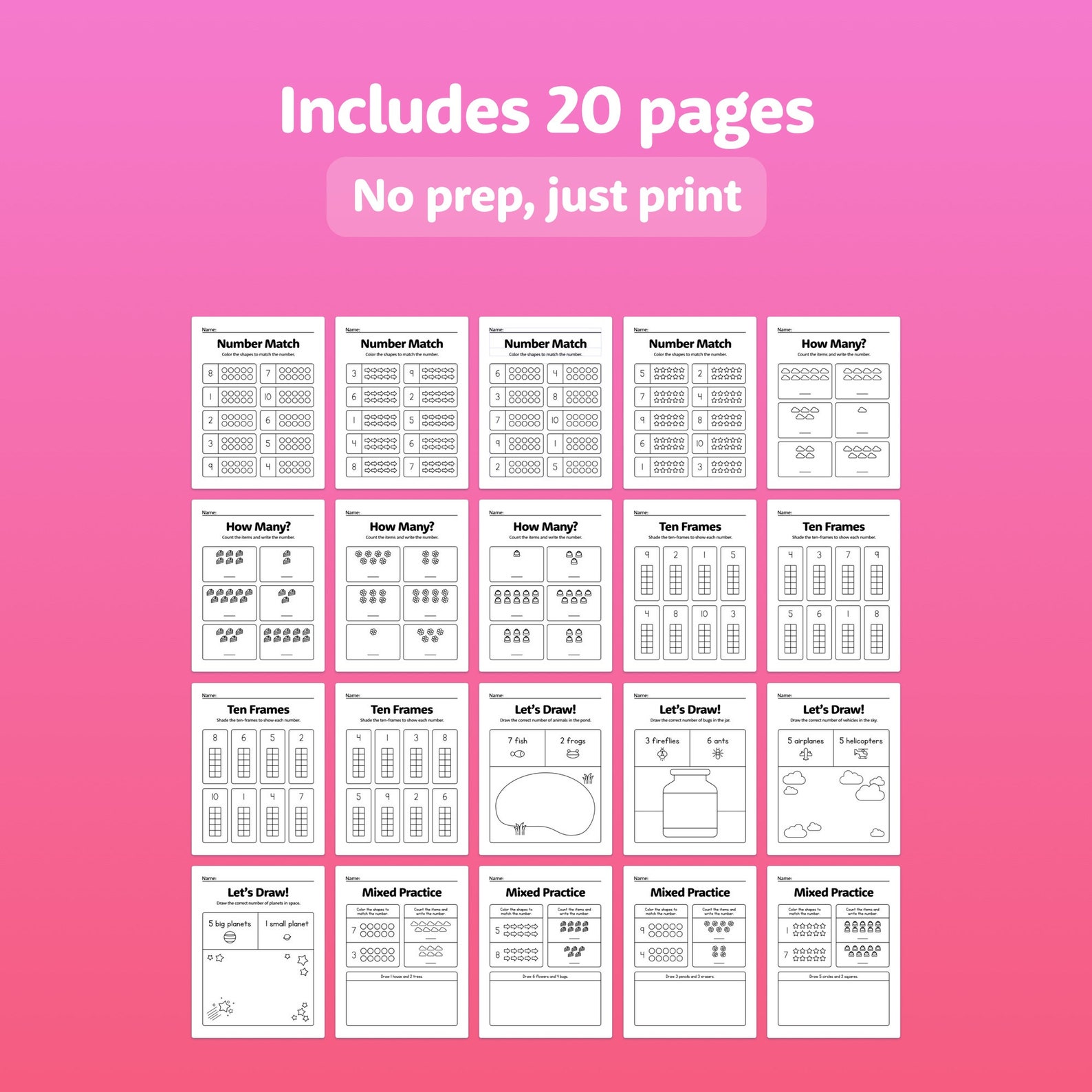 Counting Sets to 10 | Kindergarten Counting & Cardinality Worksheets ...