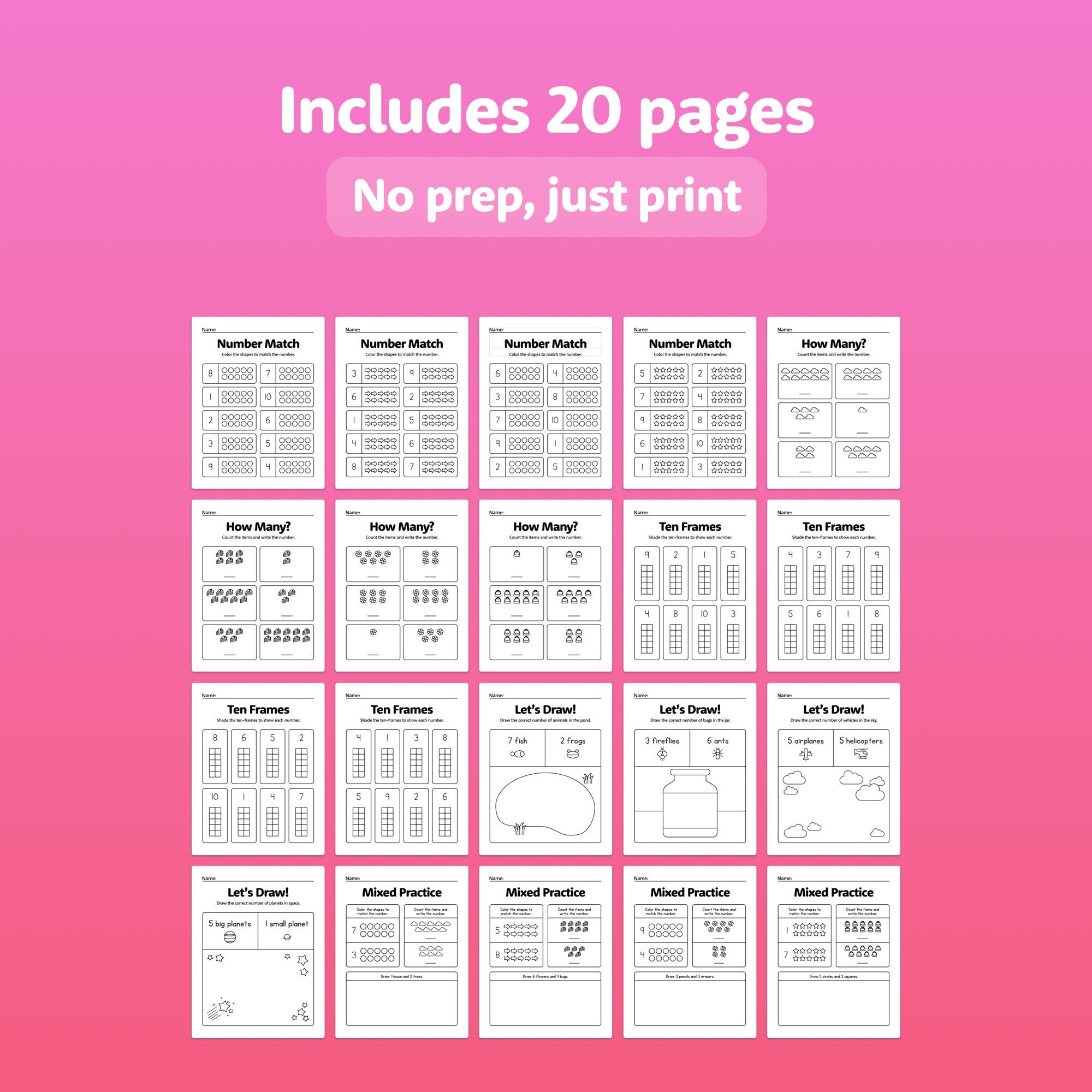 Counting Sets to 10 | Kindergarten Counting & Cardinality Worksheets ...