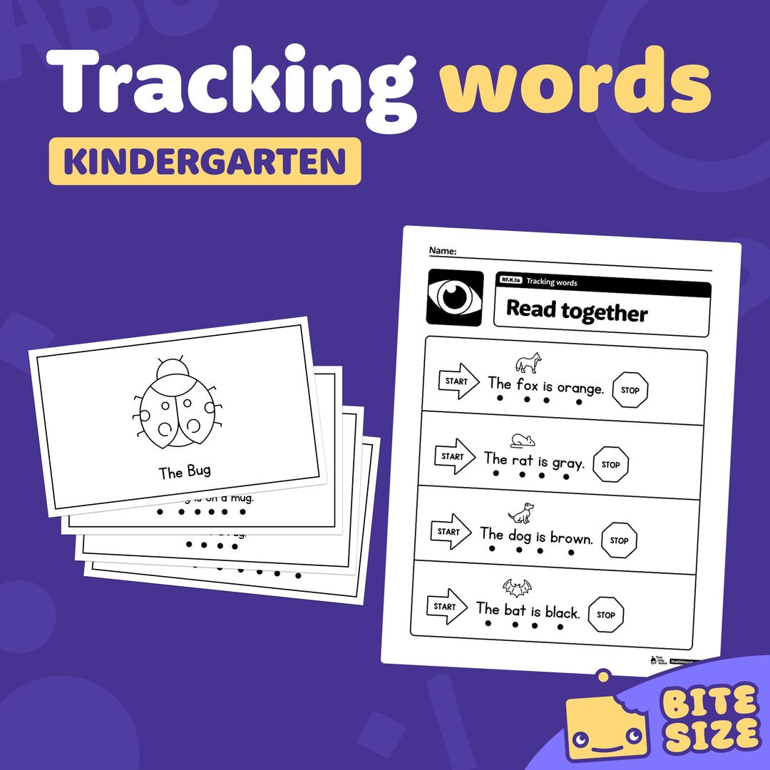 Tracking Words Worksheets | Kindergarten Emergent Reader Activities and ...