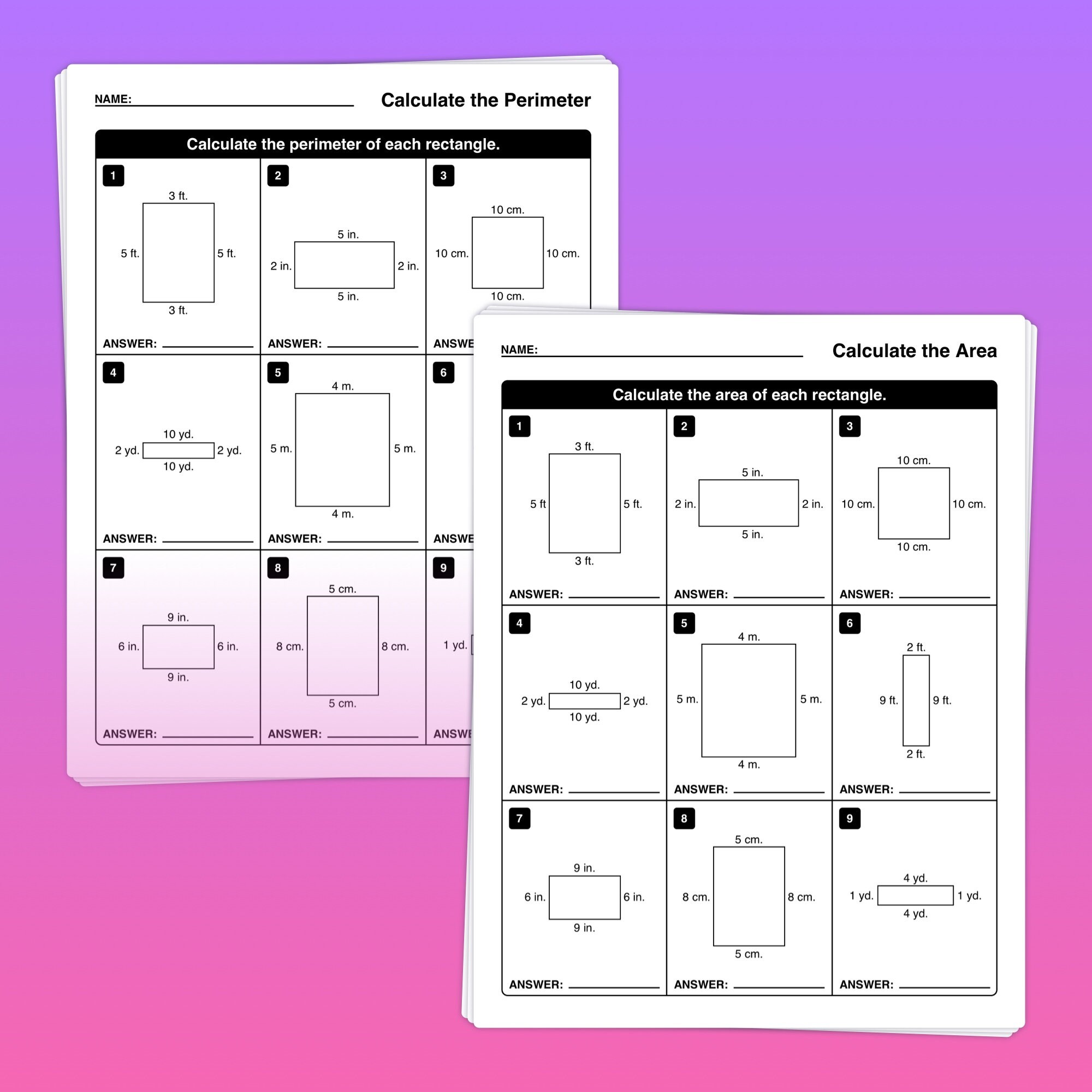 No Prep Area and Perimeter of Rectangles | 4th & 3rd Grade Perimeter ...