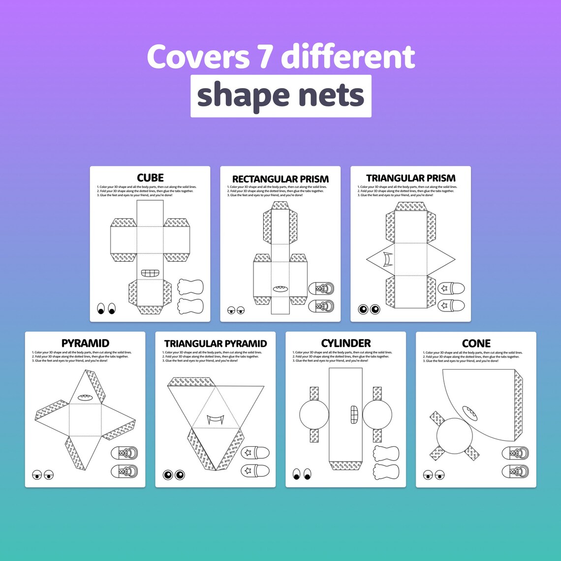 3D Shapes Craft | 1st & 2nd Grade Geometry Math Craft, 3D Shapes Review ...