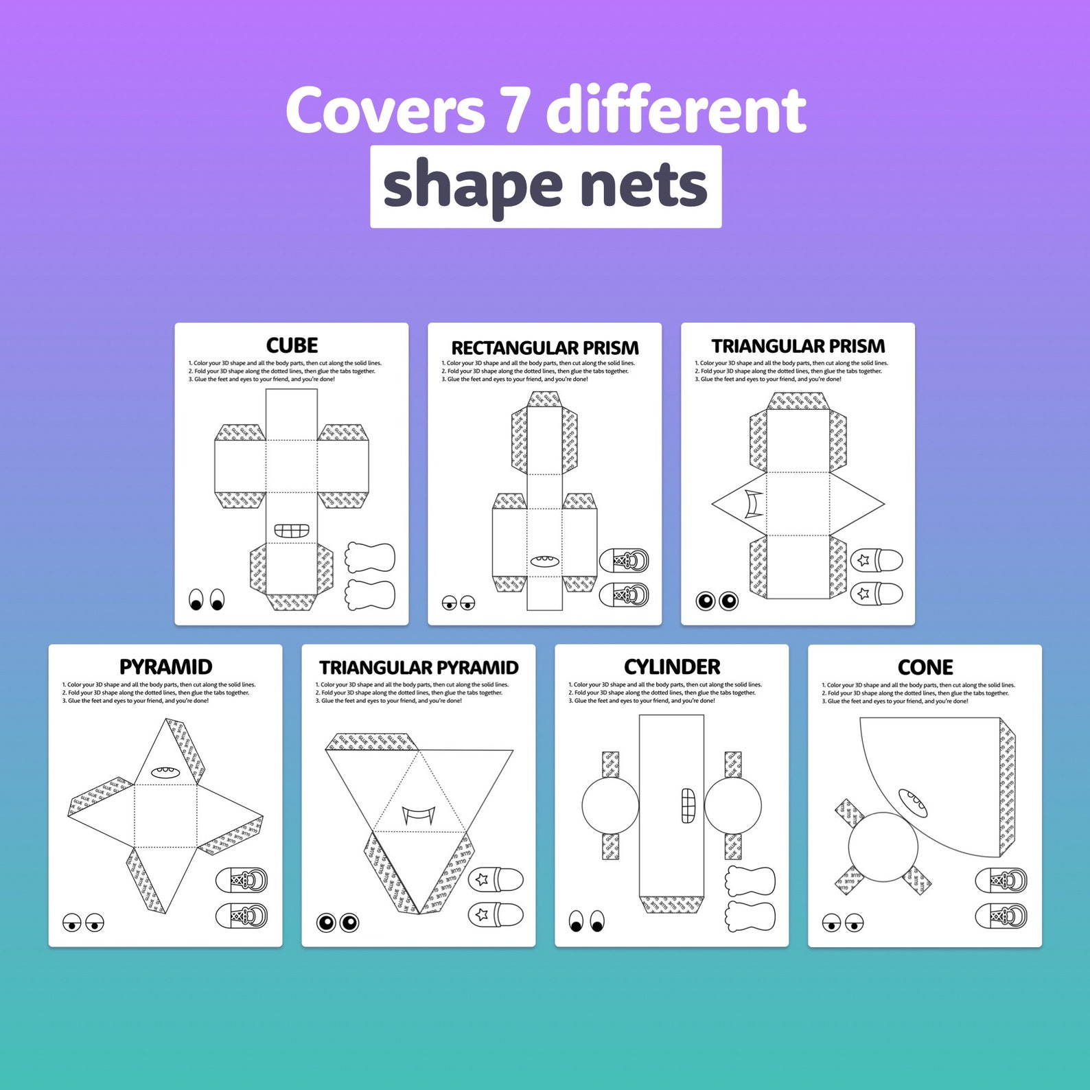 3D Shapes Craft | 1st & 2nd Grade Geometry Math Craft, 3D Shapes Review ...