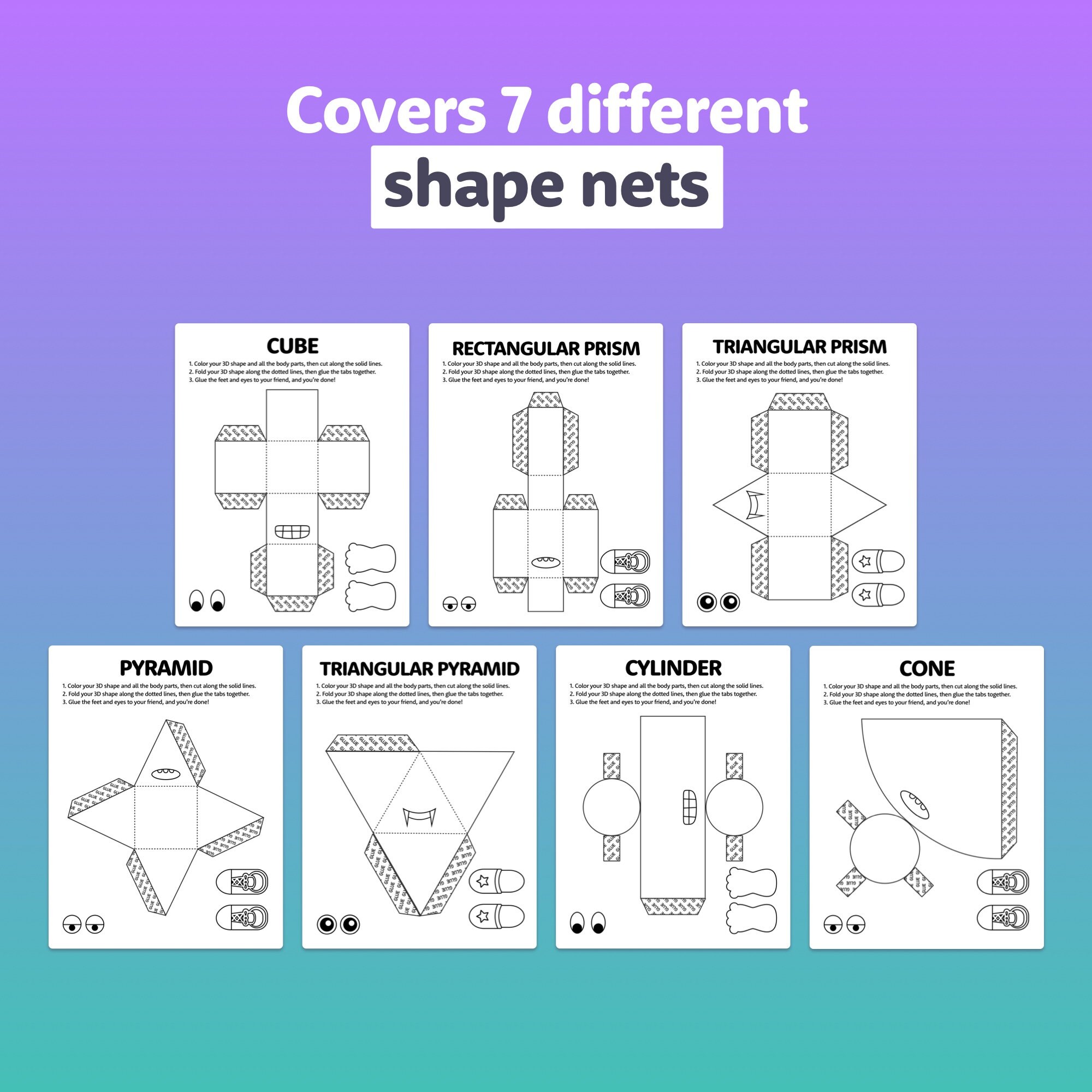 3D Shapes Craft | 1st & 2nd Grade Geometry Math Craft, 3D Shapes Review ...