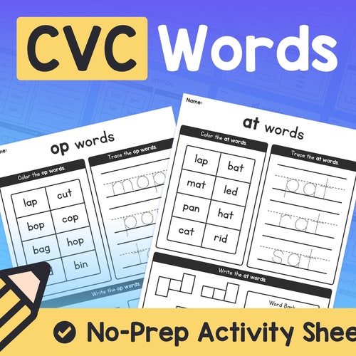 Kindergarten CVC Word Building Preschool Printable Phonics - Etsy